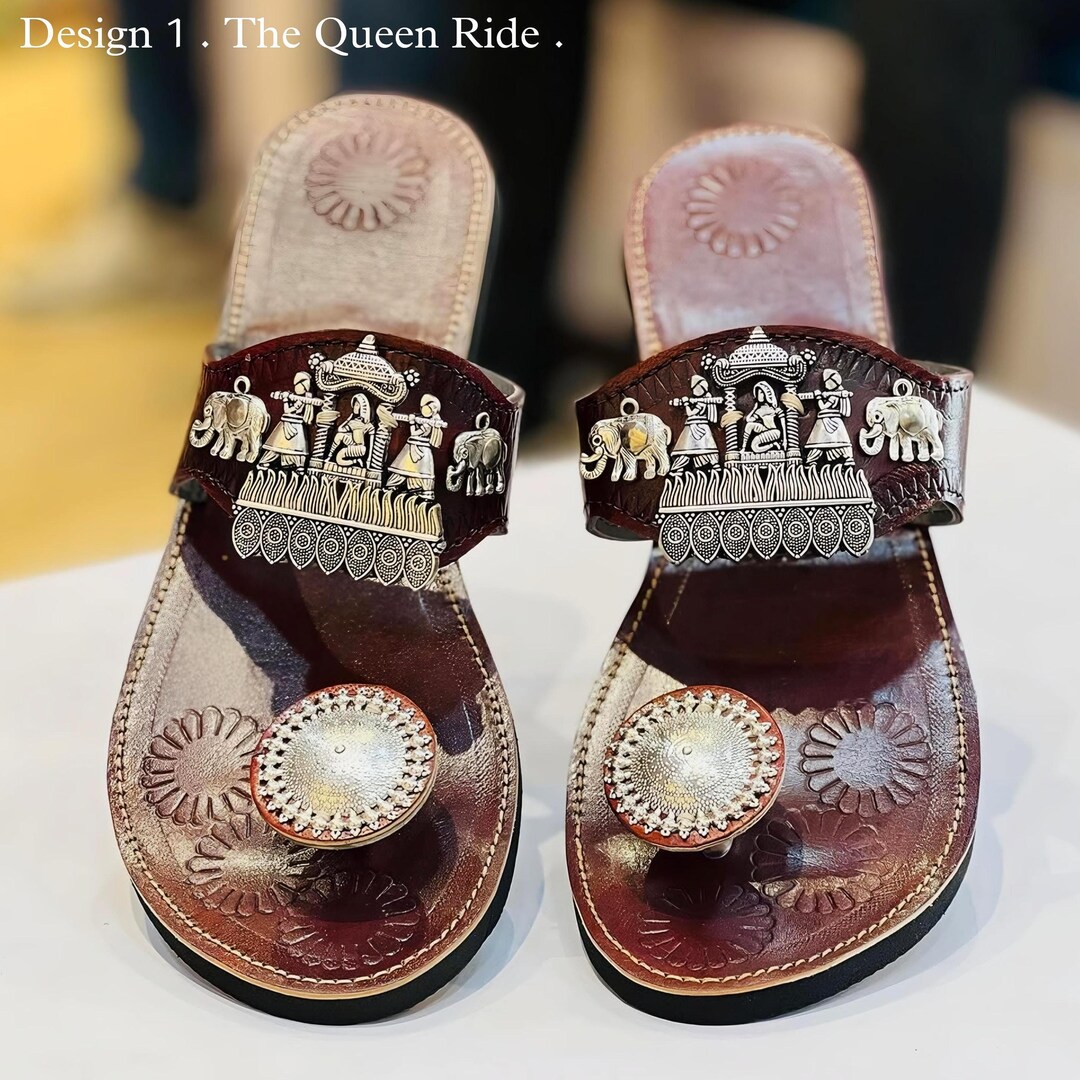 Handmade Leather Banjaran Sandals: Silver Ghungroo Bells, Ethnic ...