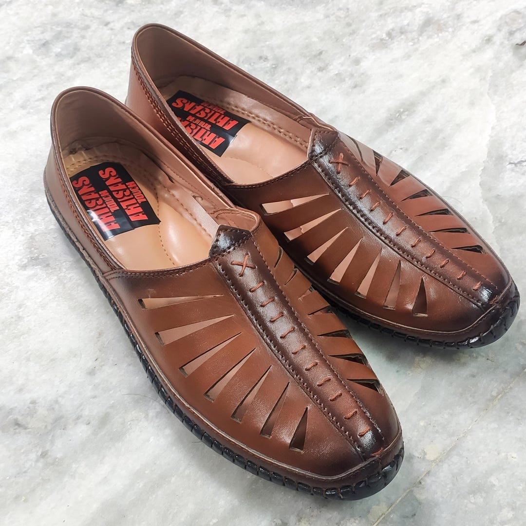 Indian Style Ethnic Slip-on Shoes for Men, Mens Wedding Shoes, Tan ...