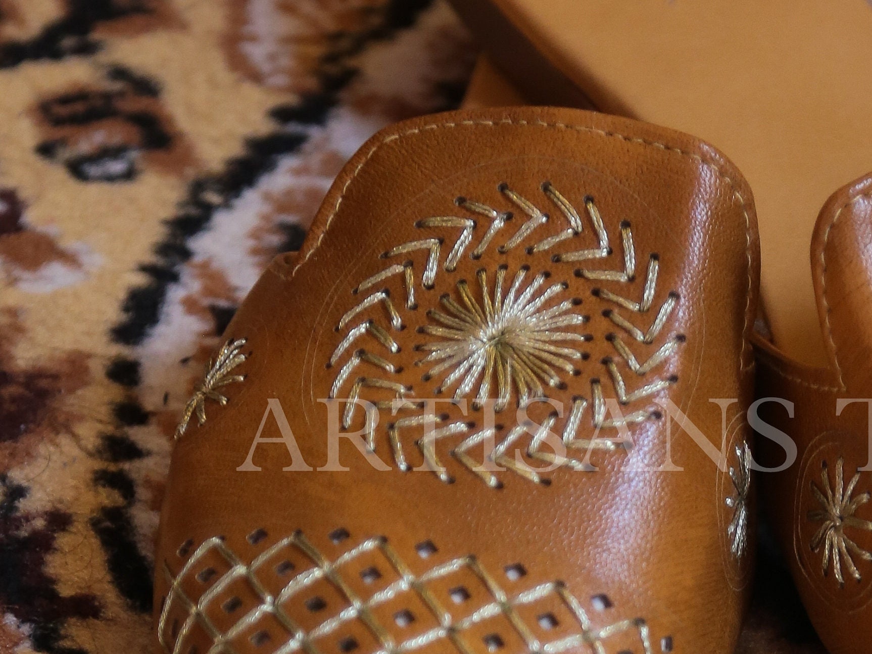 Moroccan Leather Babouche Slippers for Women, Handmade Traditional ...