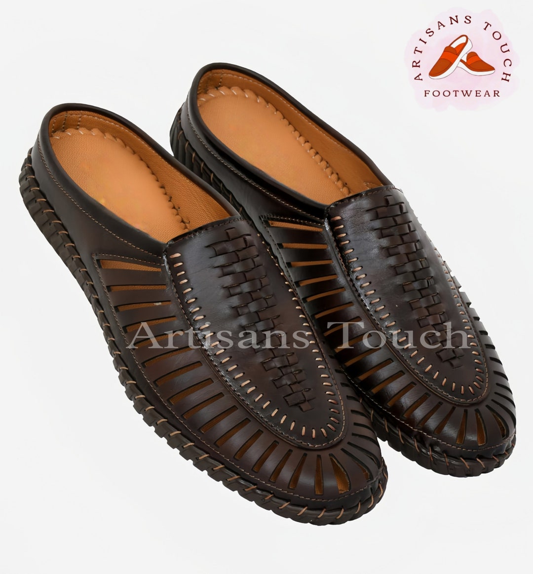 Mens Dark Brown Backless Slip On, Mens Leather Mules, Indian ...