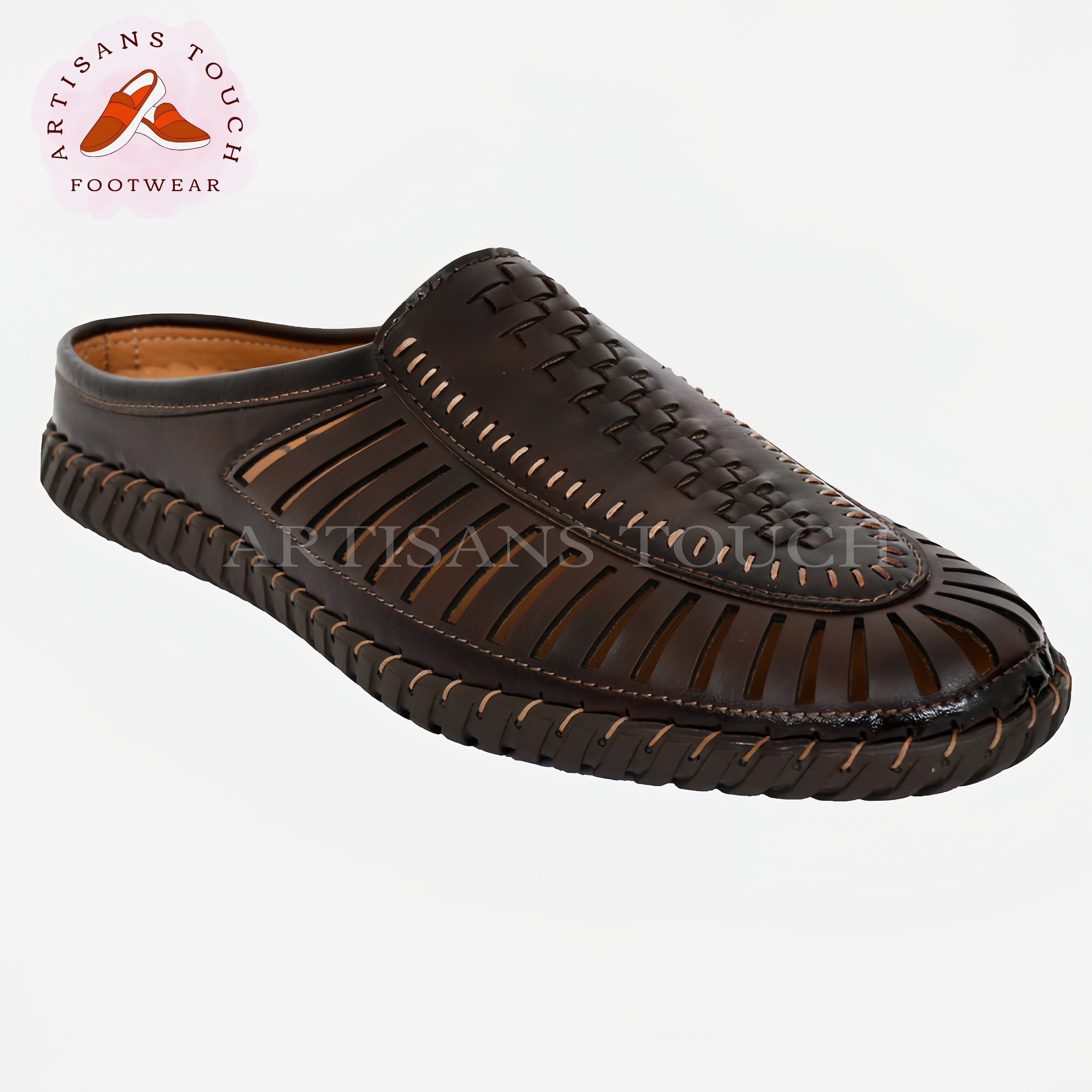 Mens Dark Brown Backless Slip On, Mens Leather Mules, Indian ...