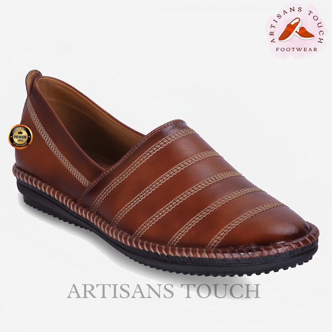 Mens Leather Punjabi Mojari Shoes: Traditional Indian Wedding Loafers ...