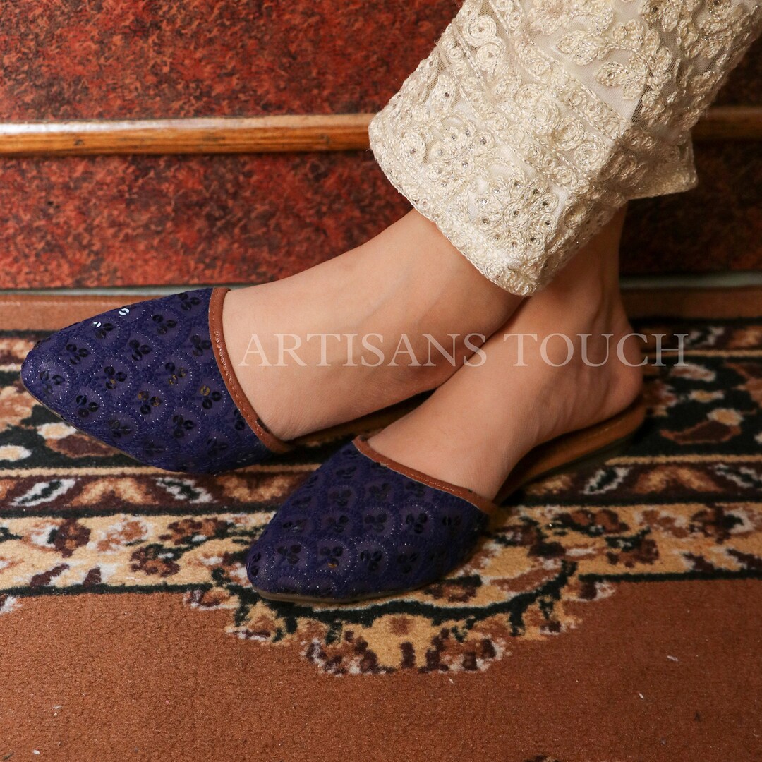 Dark Blue Mules for Women Sequence Mule for Bridebeautifully - Etsy
