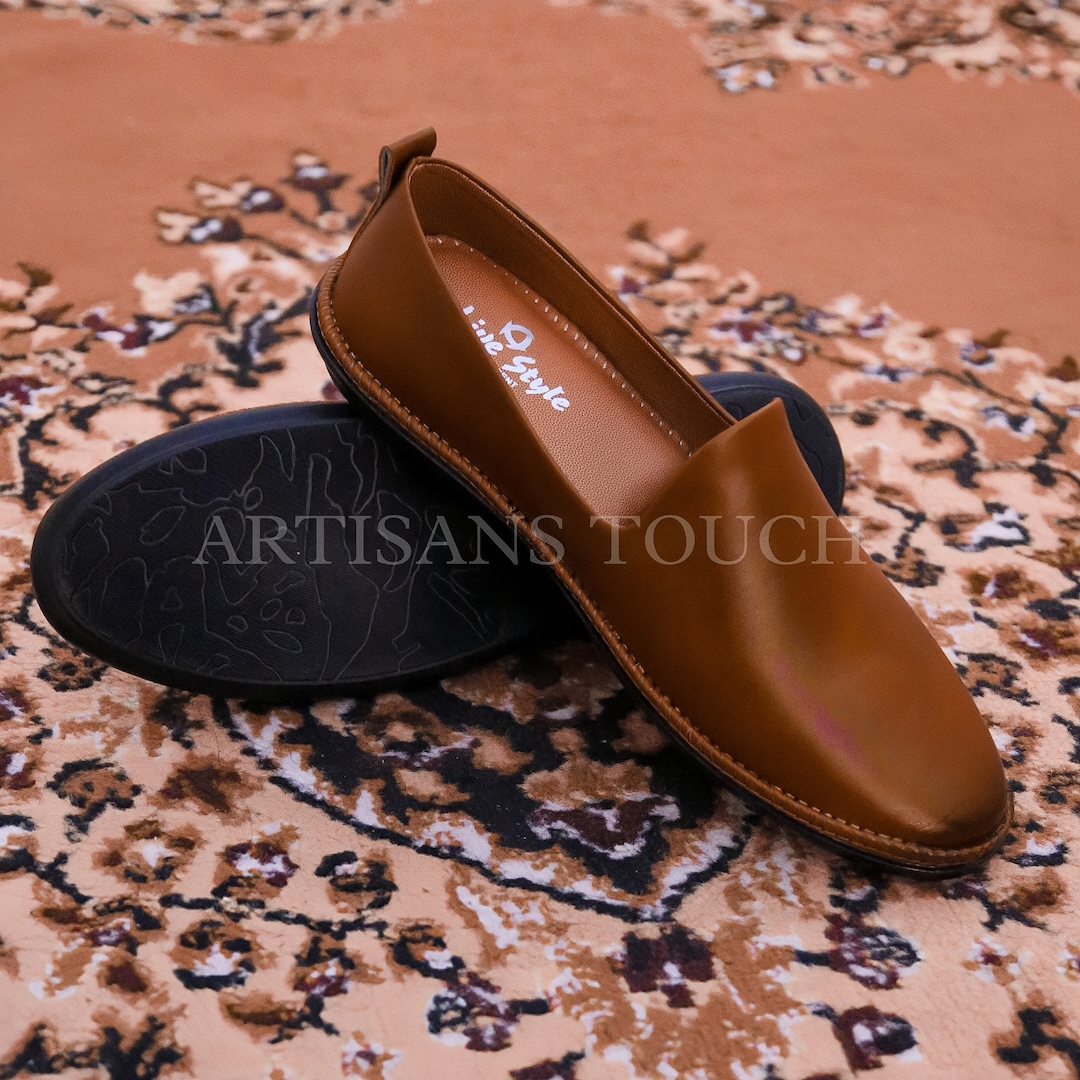 Handmade Tan Leather Mojari Shoes: Ethnic Mens Wedding Loafers - Etsy