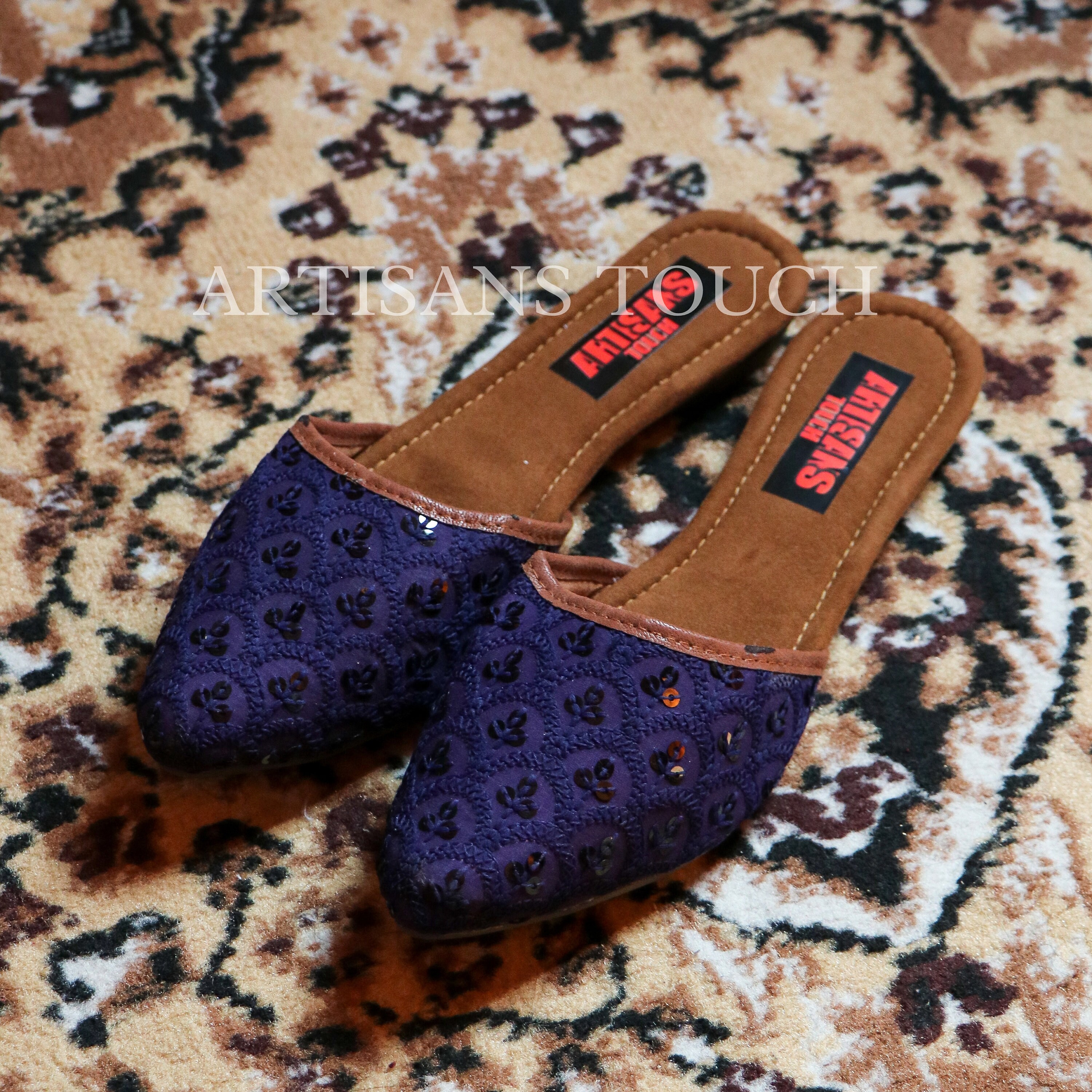 Dark Blue Mules for Women, Sequence Mule for Bride, Beautifully ...