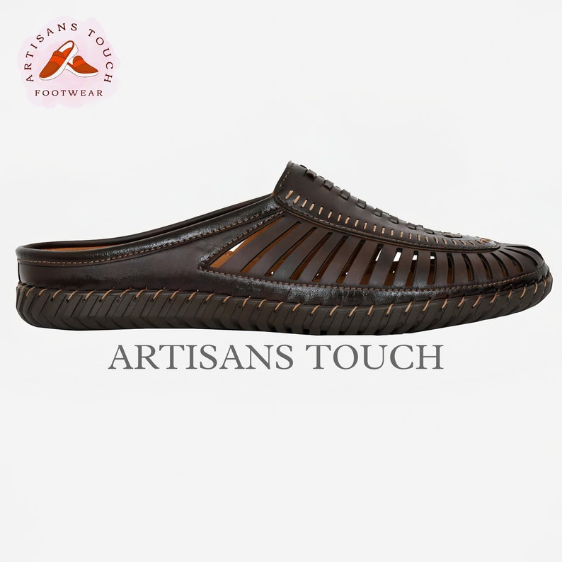 Mens Dark Brown Backless Slip On, Mens Leather Mules, Indian ...