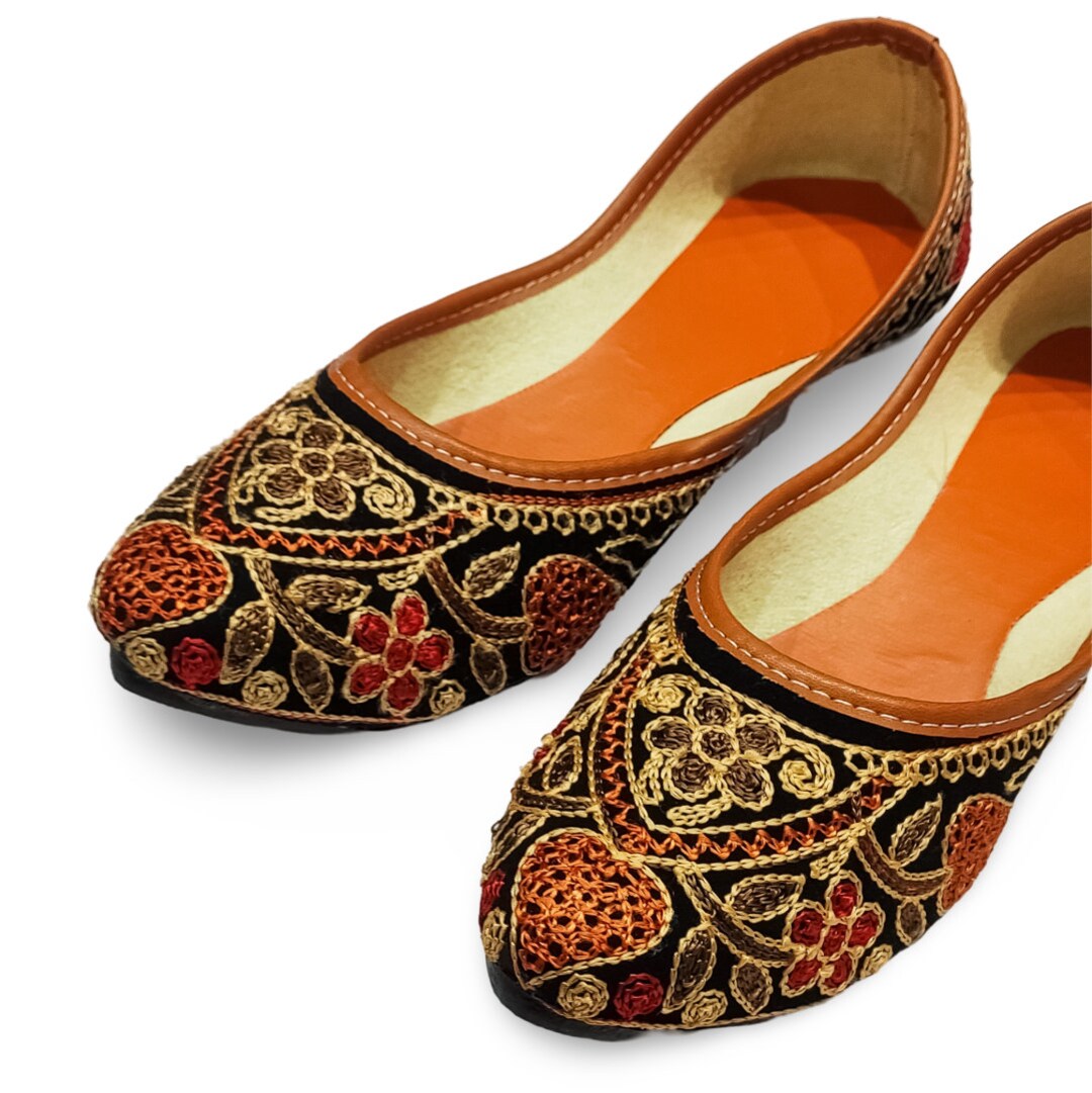 Bridal Women Handmade Indian Dabka Work Shoes, Wedding Shoes, Ballet ...