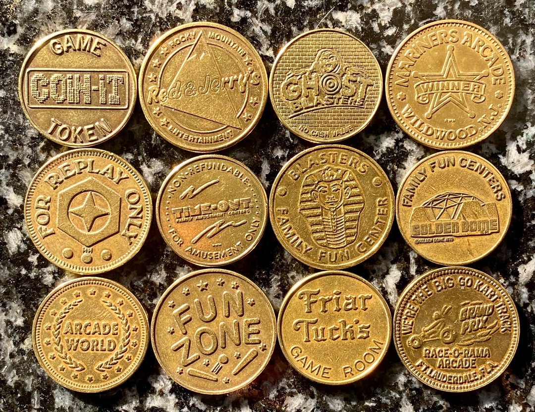 Lot of 12 Unique Rare Vintage Arcade Tokens of the 80s Like Time Out ...