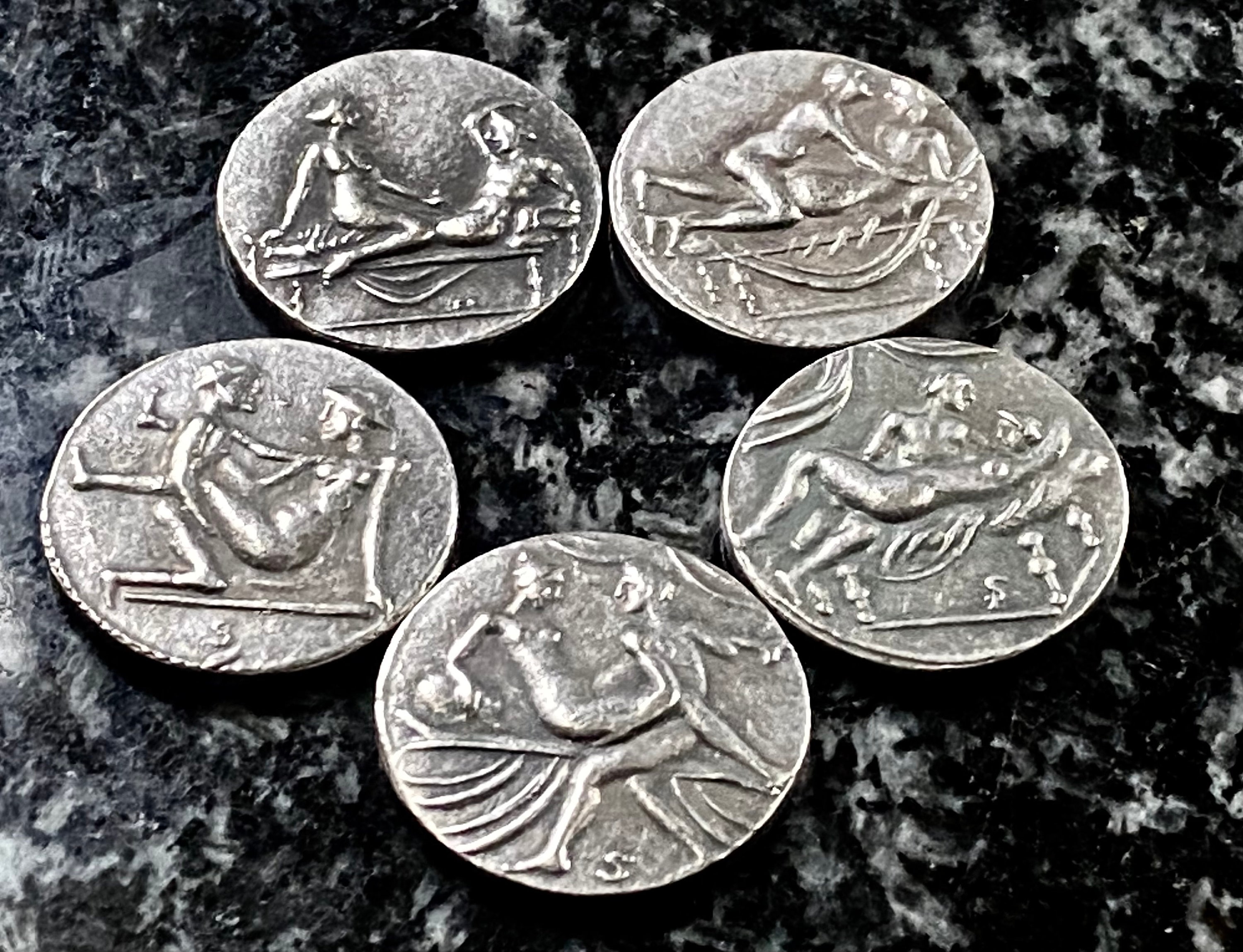 Lot of 5 Caligula Tokens Ancient Roman Empire Spintria Brothel Antique ...