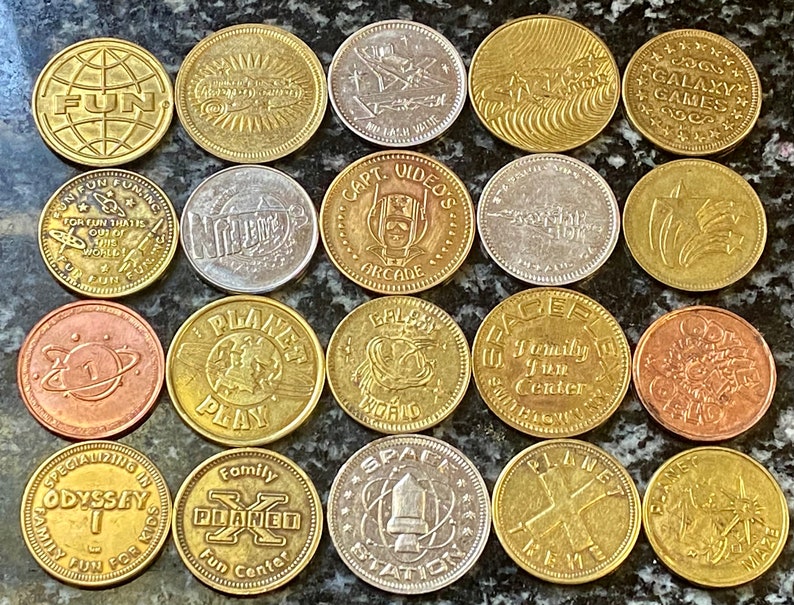 A Far-out Set of 20 Rare Vintage Outer Space Arcade Tokens From 70s-80s ...