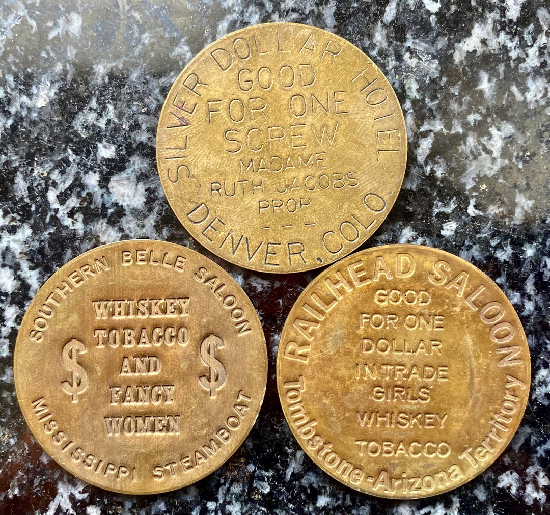 Lot of 3 Famous Brothel Tokens - Old West Cat House Coins - the Silver ...
