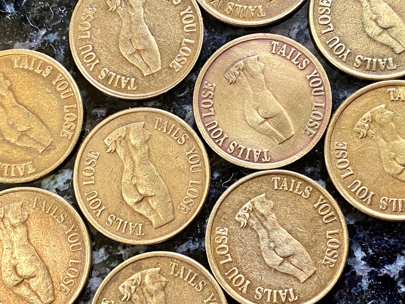 Lot of 10 Vintage heads I Win,tails You Lose Tokens Novelty Adult Coins ...