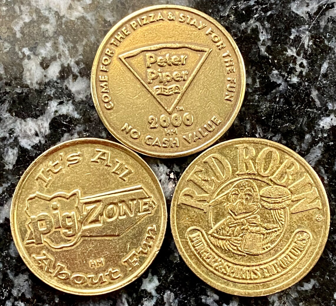A Fun Set of 3 Vintage 1980s Arcade Tokens With Animated Mascots ...