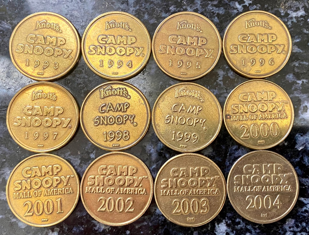 Collection of 12 Consecutive Years Camp Snoopy Tokens by Knotts Berry ...