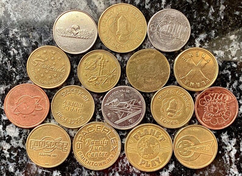 Out of This World Set of 16 Vintage Outer Space Arcade Tokens From 70s ...