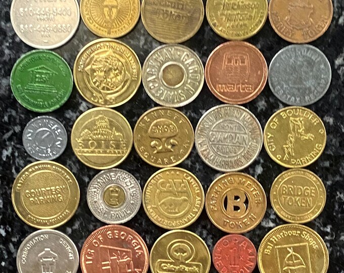 Collection of 25 Vintage Transportation Tokens - Rare Transit and Tax ...