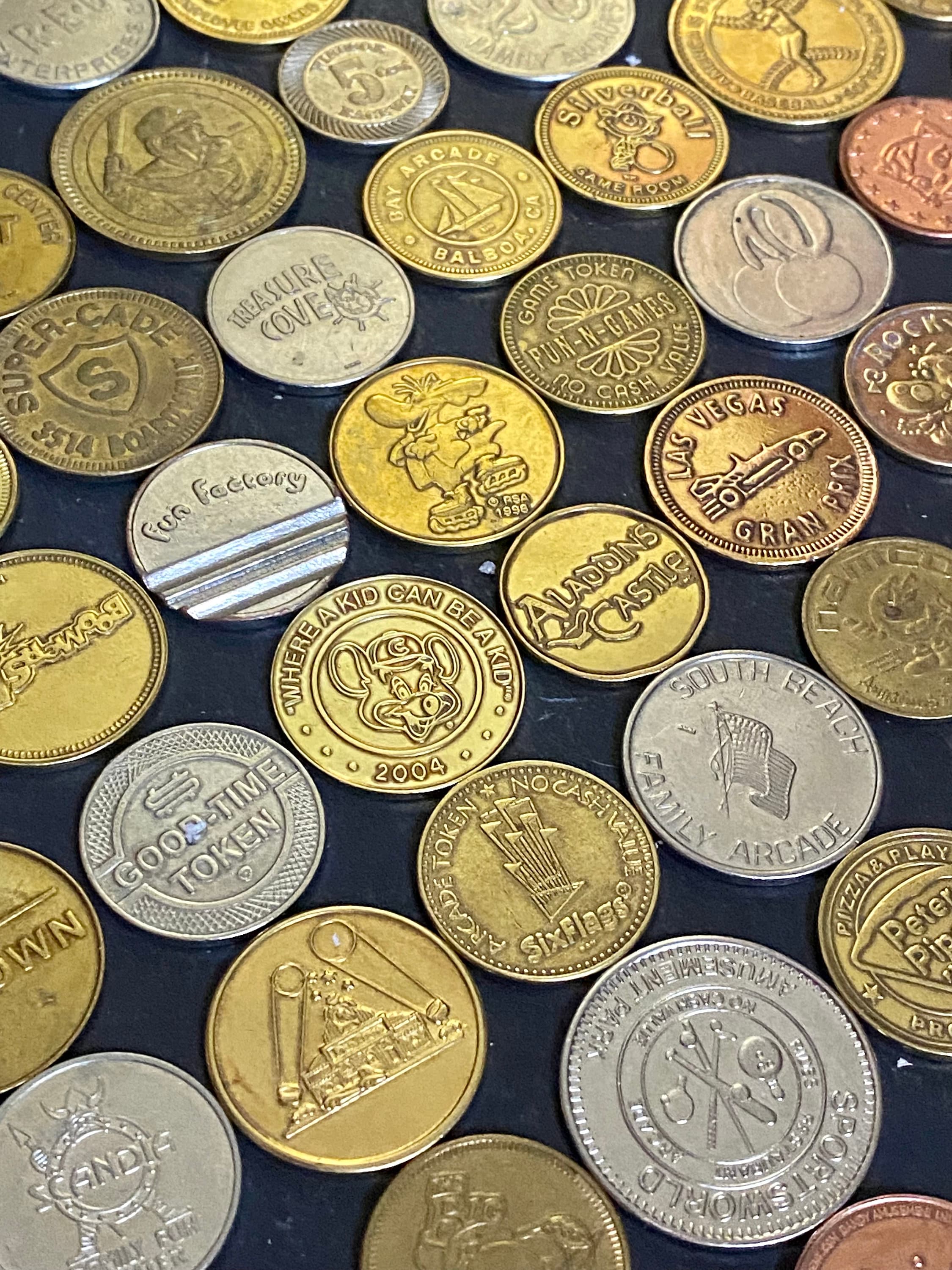 Collection of 102 Different Vintage Arcade Nostalgic Game Tokens From ...