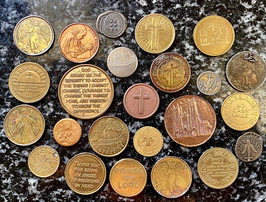 A Collection of 24 Devotional and Religion Based Metals, Coins ...