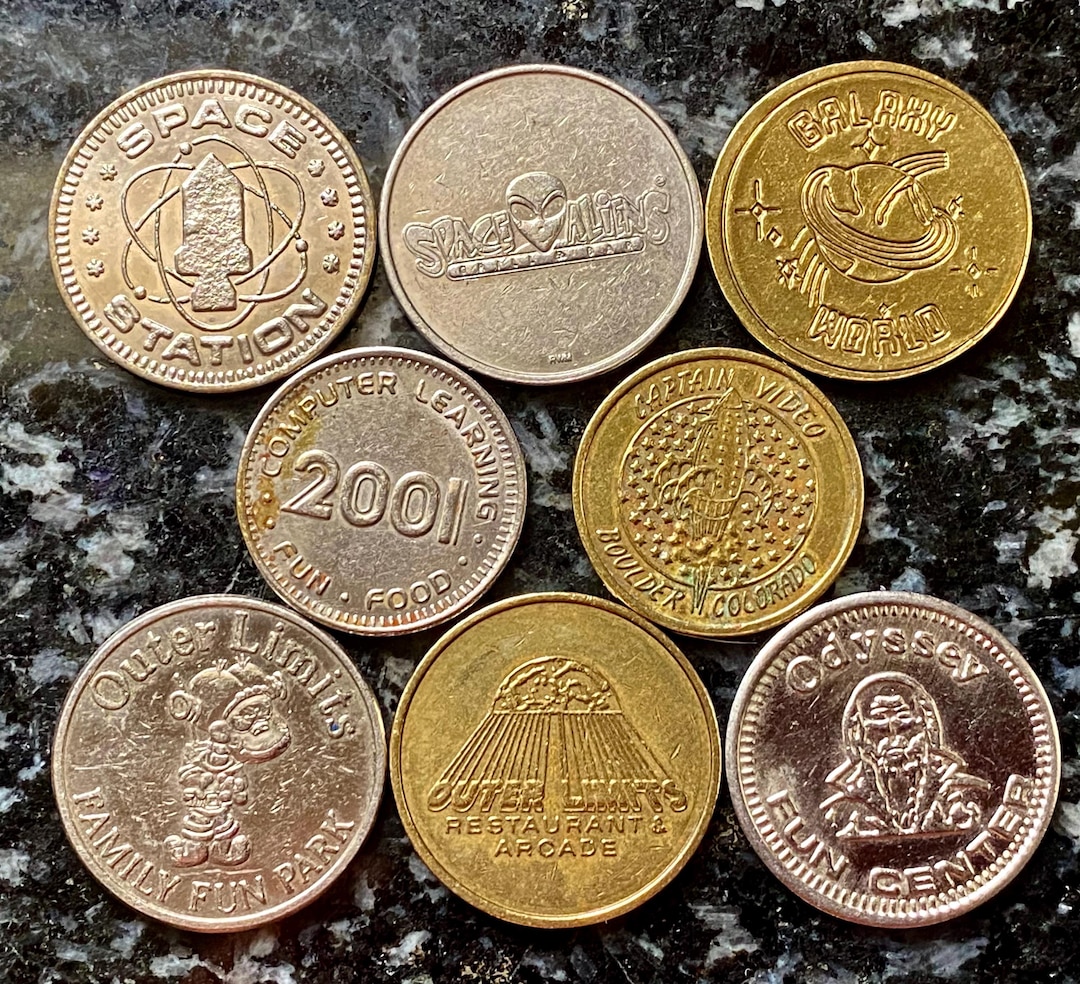 Outta This World Set of 8 Vintage Outer Space Arcade Tokens Fron the ...