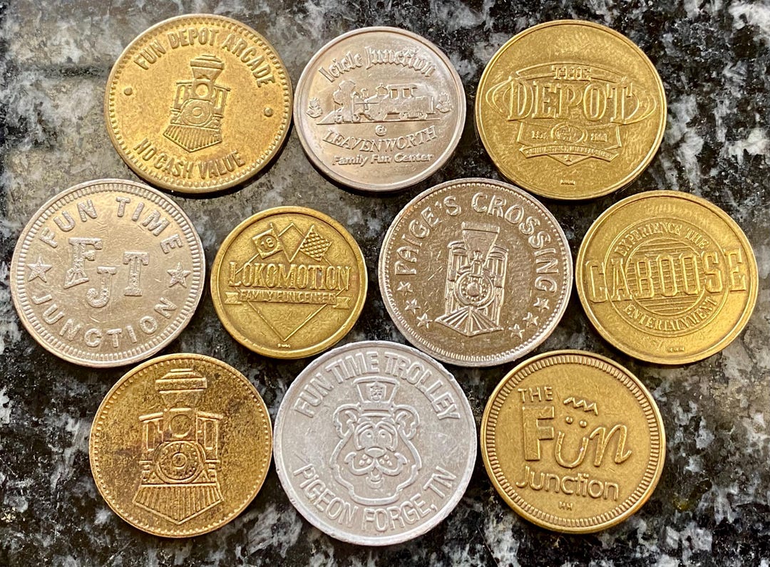 Collection of 10 Locomotive Train Theme Arcade Tokens From 80’s-90’s ...
