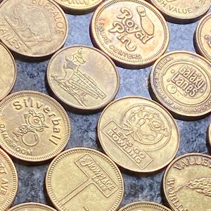 Collection of 30 Vintage Bowling Alley Arcade Game Amusement Tokens ...