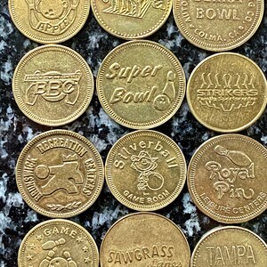 Collection of 20 Vintage Bowling Alley Arcade Game Amusement Tokens ...