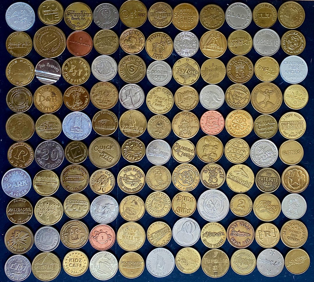 Lot of 111 Different Vintage Arcade and Nostalgic Game Tokens From 80s ...