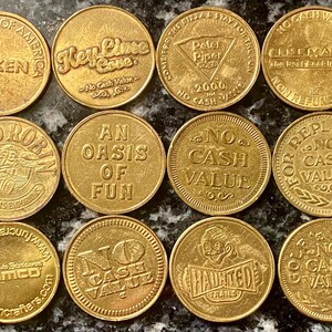 Group of 12 Animated Mascot Classic Arcade Video Game Amusement Tokens ...