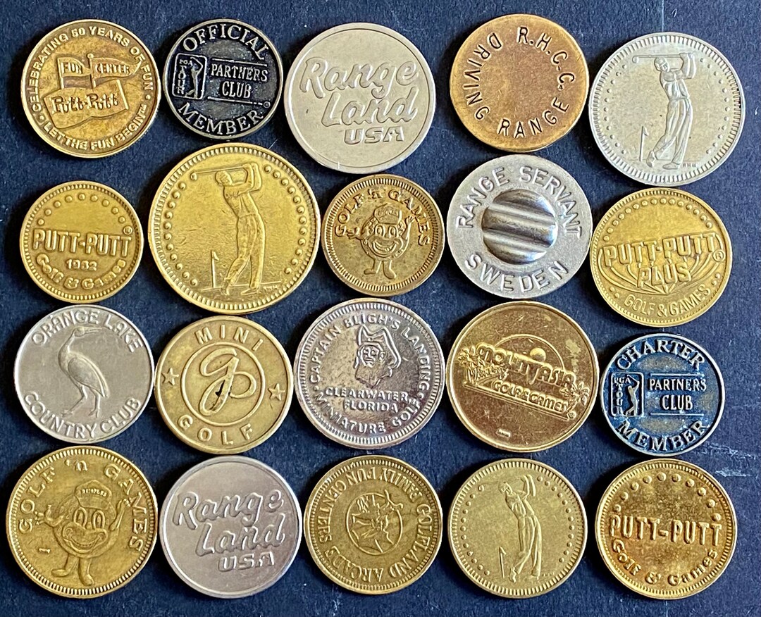 Lot of 20 Different Vintage Golf Driving Range & Putt Putt Tokens Golf ...