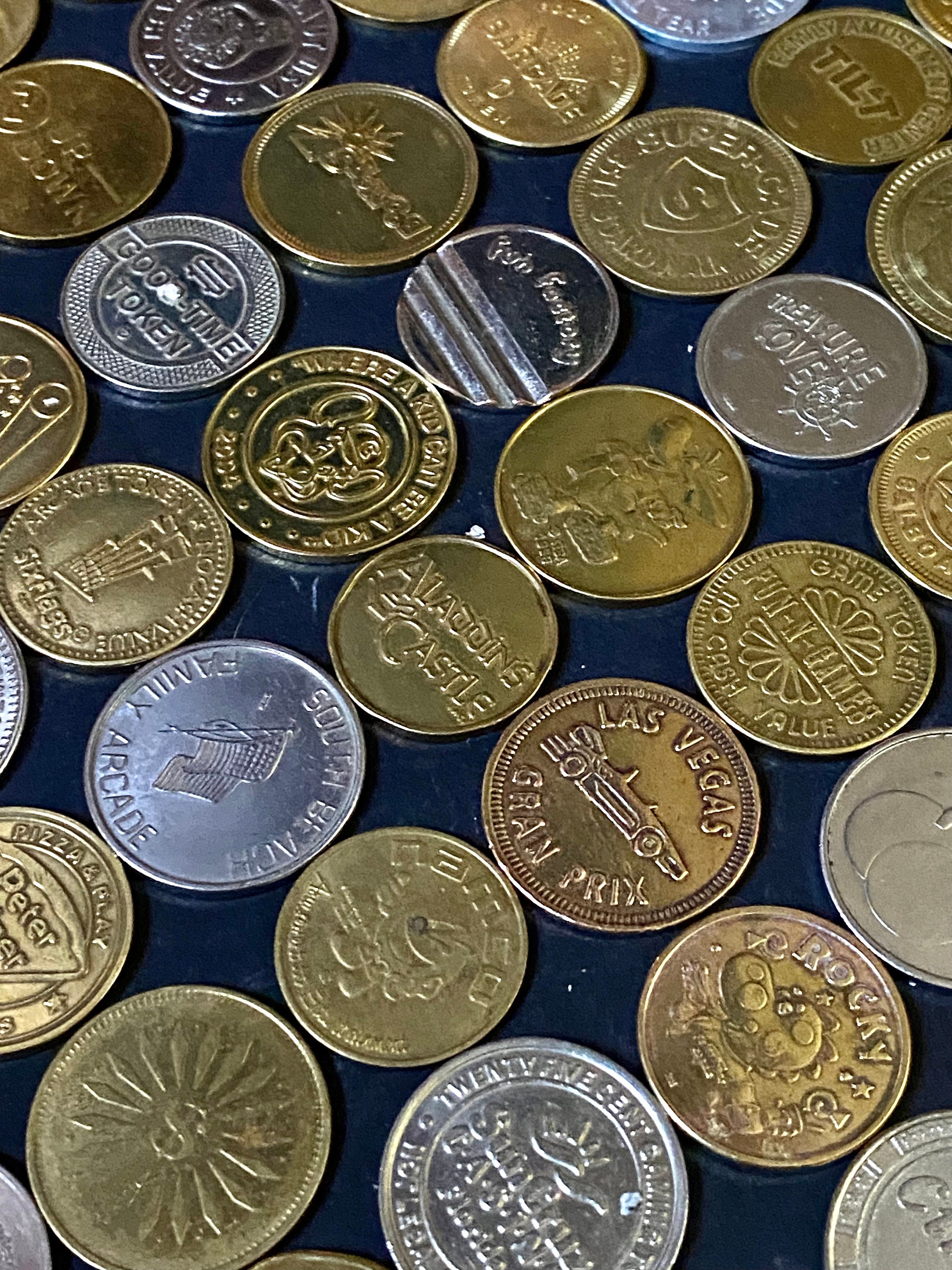 Collection of 102 Different Vintage Arcade Nostalgic Game Tokens From ...