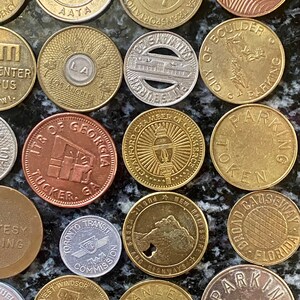 Collection of 30 Vintage Transportation Tokens Vintage Subway, Parking ...