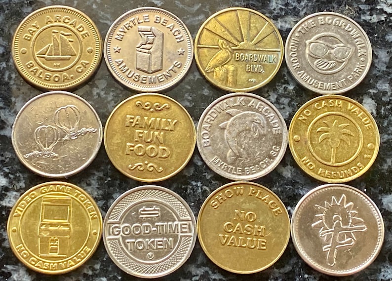 A Rad Collection of 12 Vintage Arcade Tokens From the 80s - Etsy