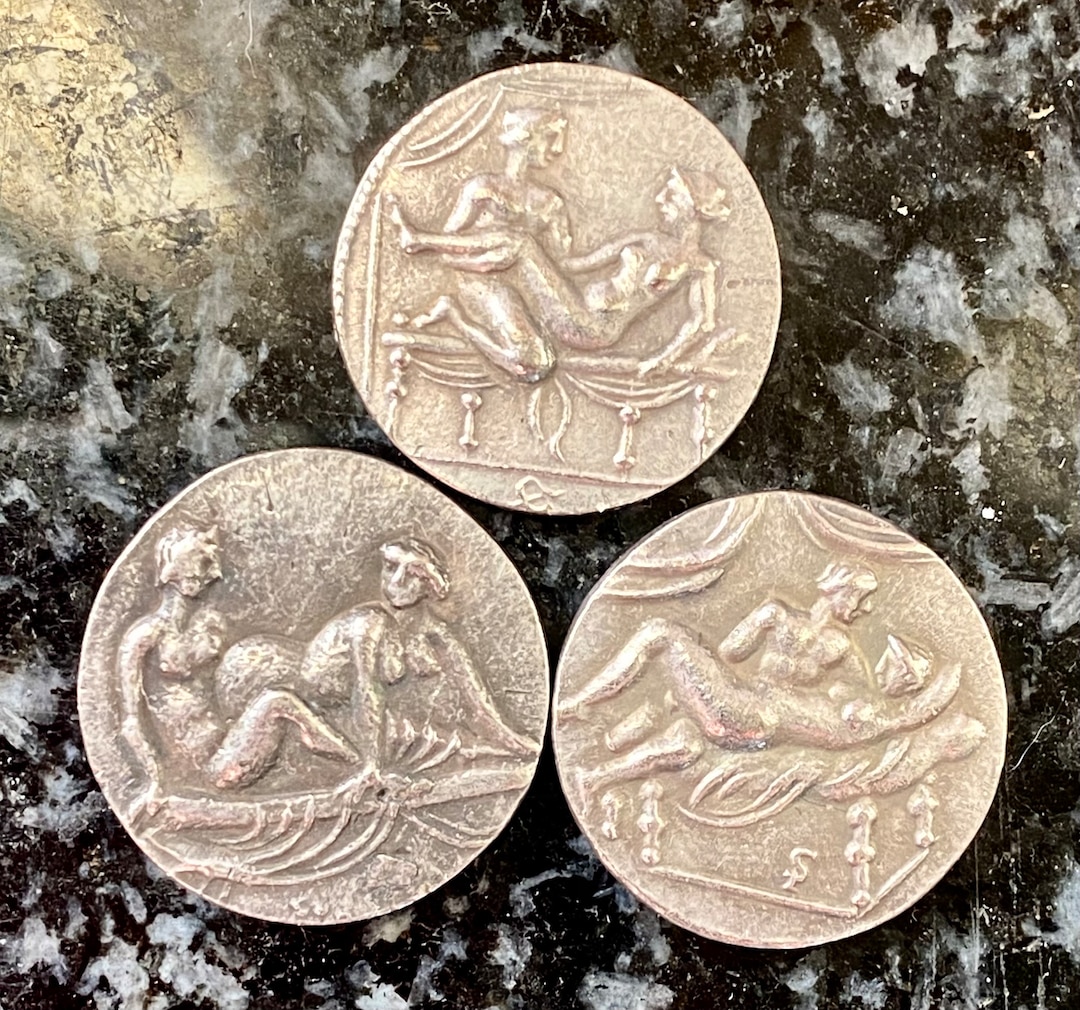 Lot of 3 Caligula Tokens Ancient Roman Empire Spintria Brothel Antique ...