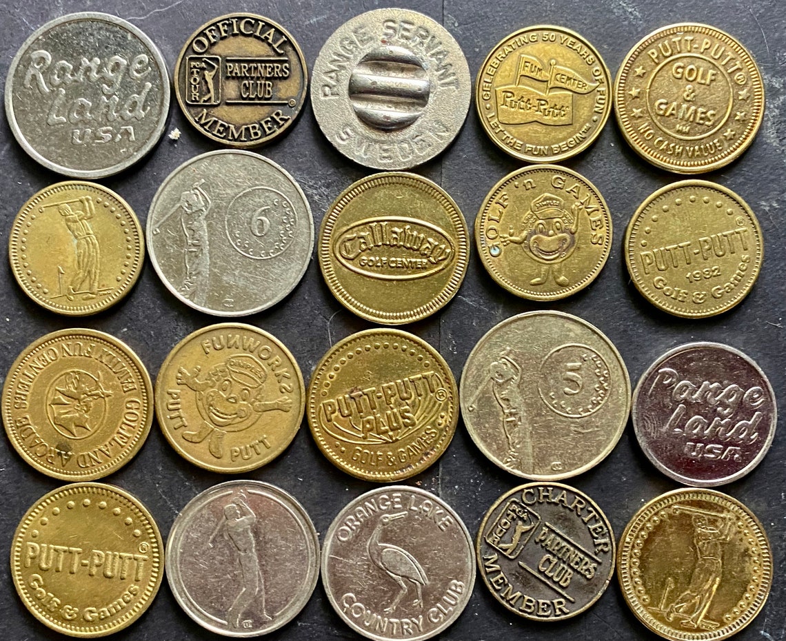 Lot of 20 Different Vintage Golf Driving Range & Putt Putt Tokens Golf ...