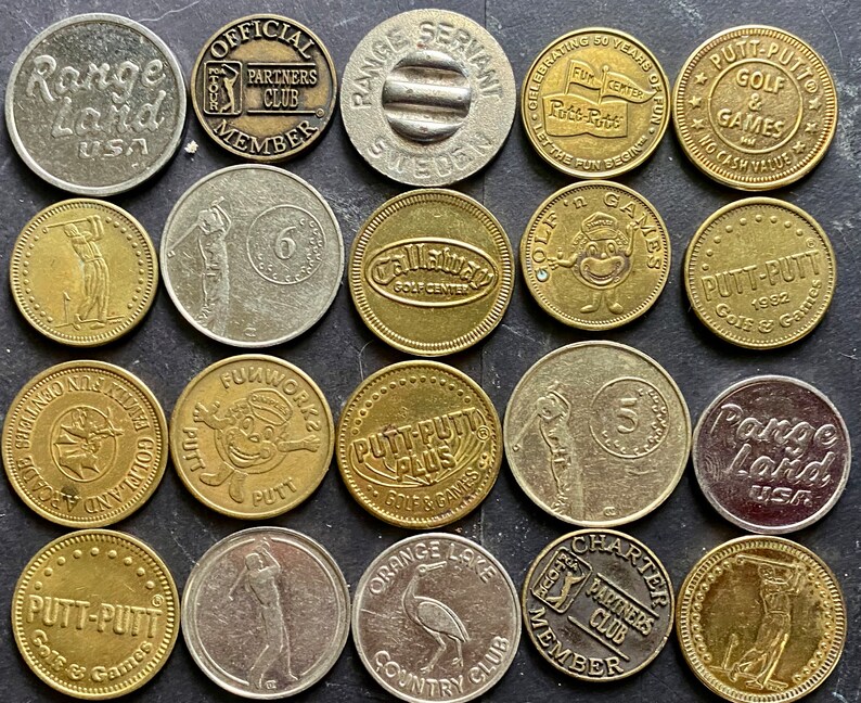 Lot of 20 Different Vintage Golf Driving Range & Putt Putt Tokens Golf ...