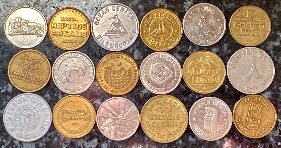 Radical Collection of 18 Vintage Arcade Tokens From the 80s Includes ...