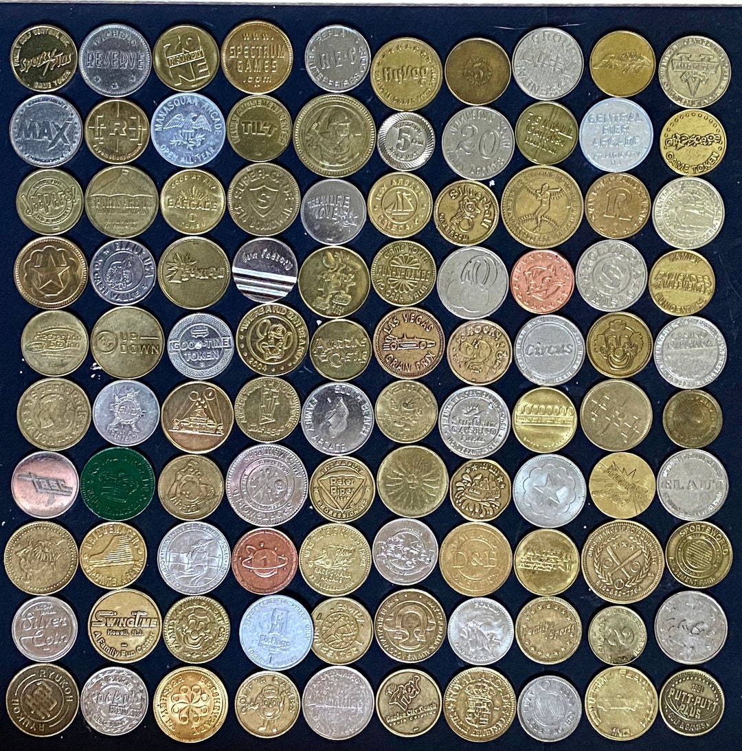Collection of 102 Different Vintage Arcade Nostalgic Game Tokens From ...