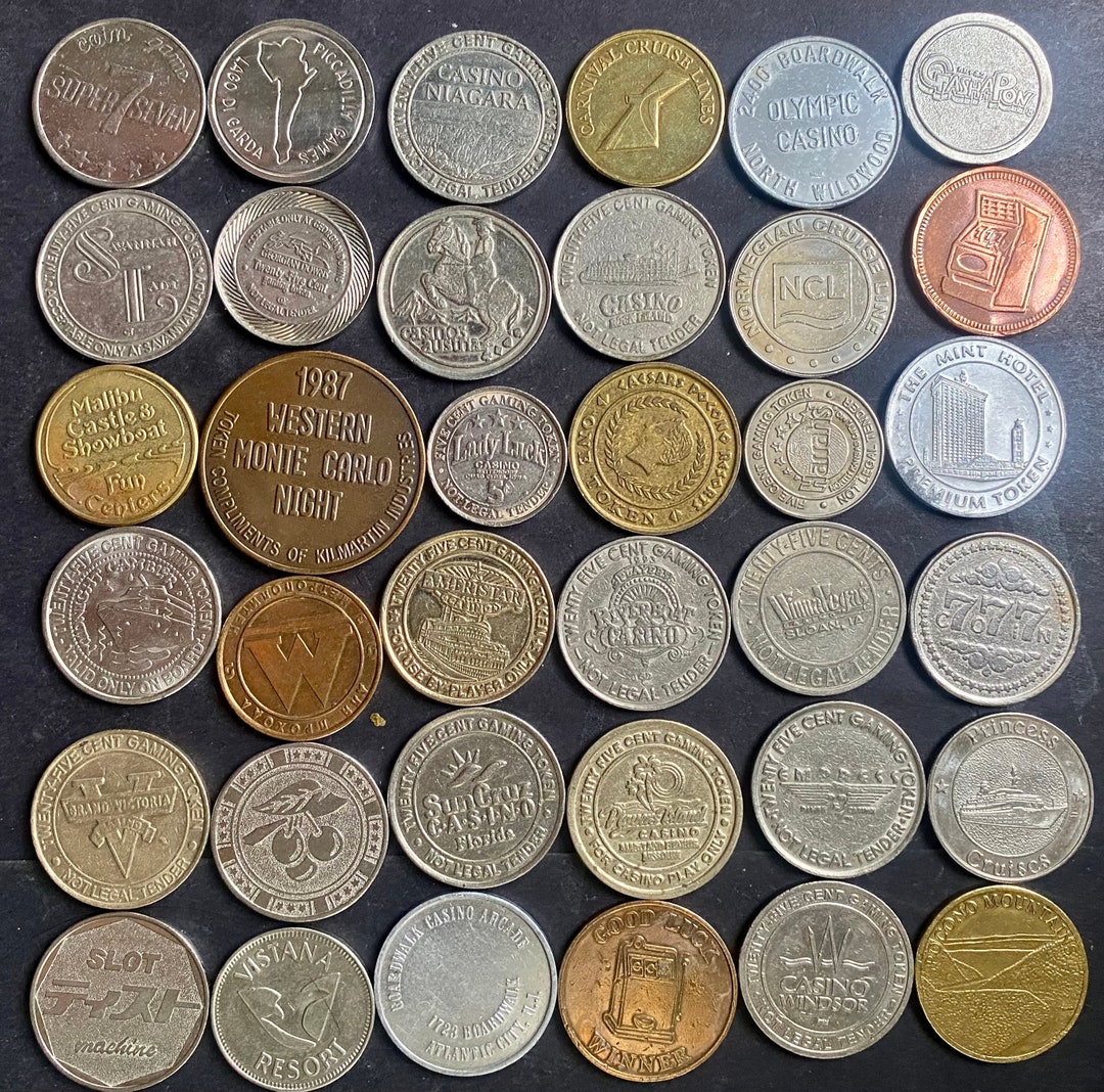 Lot of 36 Different Vintage Casino & Slot Machine Coins Tokens ...