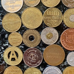 Collection of 30 Vintage Transportation Tokens Vintage Subway, Parking ...