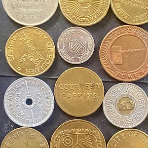 Collection of 20 Vintage Transportation and Tax Tokens • Diferent ...
