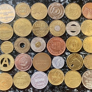 Collection of 30 Vintage Transportation Tokens Vintage Subway, Parking ...