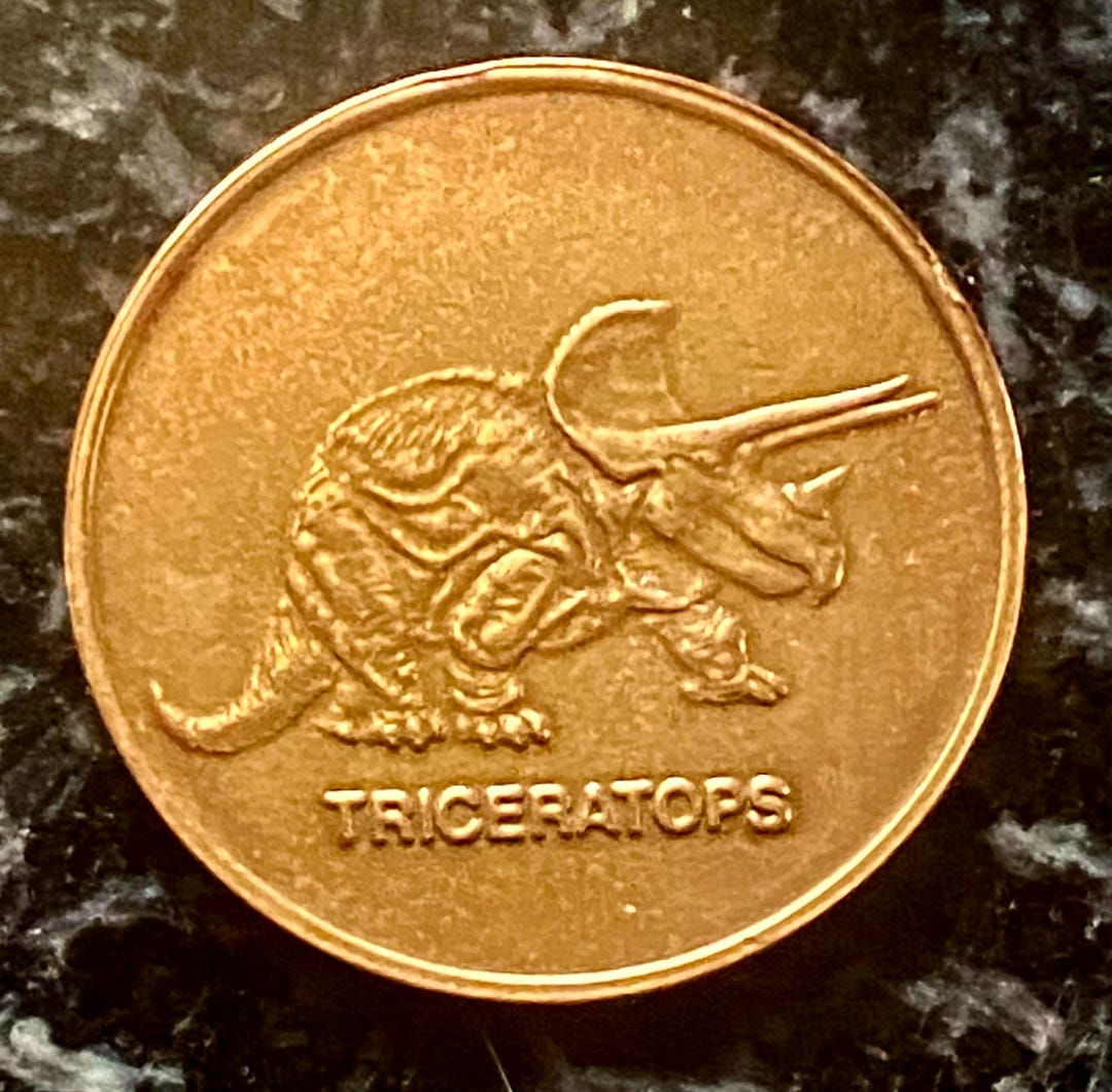 Rare Triceratops Dino-coin Vintage Token Metal With Dinosaur Facts on ...