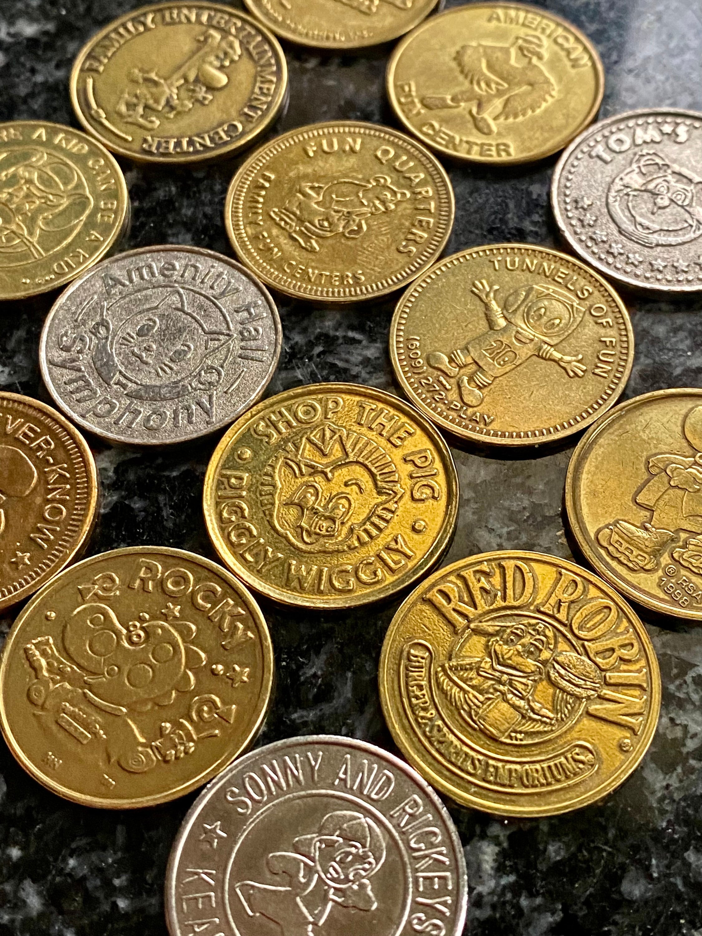 A Collection of 16 Vintage Quarter Size Animated Character Arcade ...