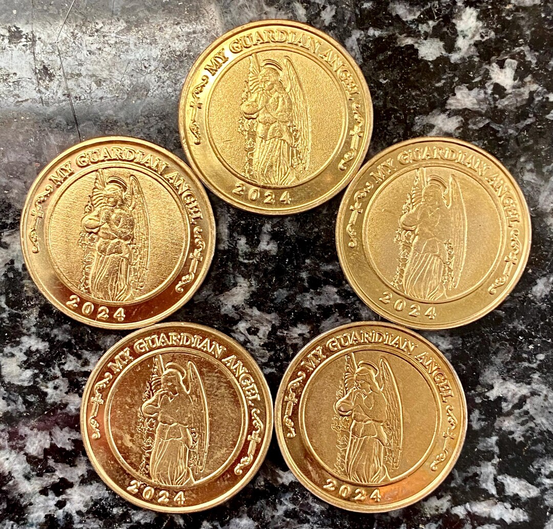 Lot of 5 my Guardian Angel Pocket Angel Coins Protect Your Loved Ones ...