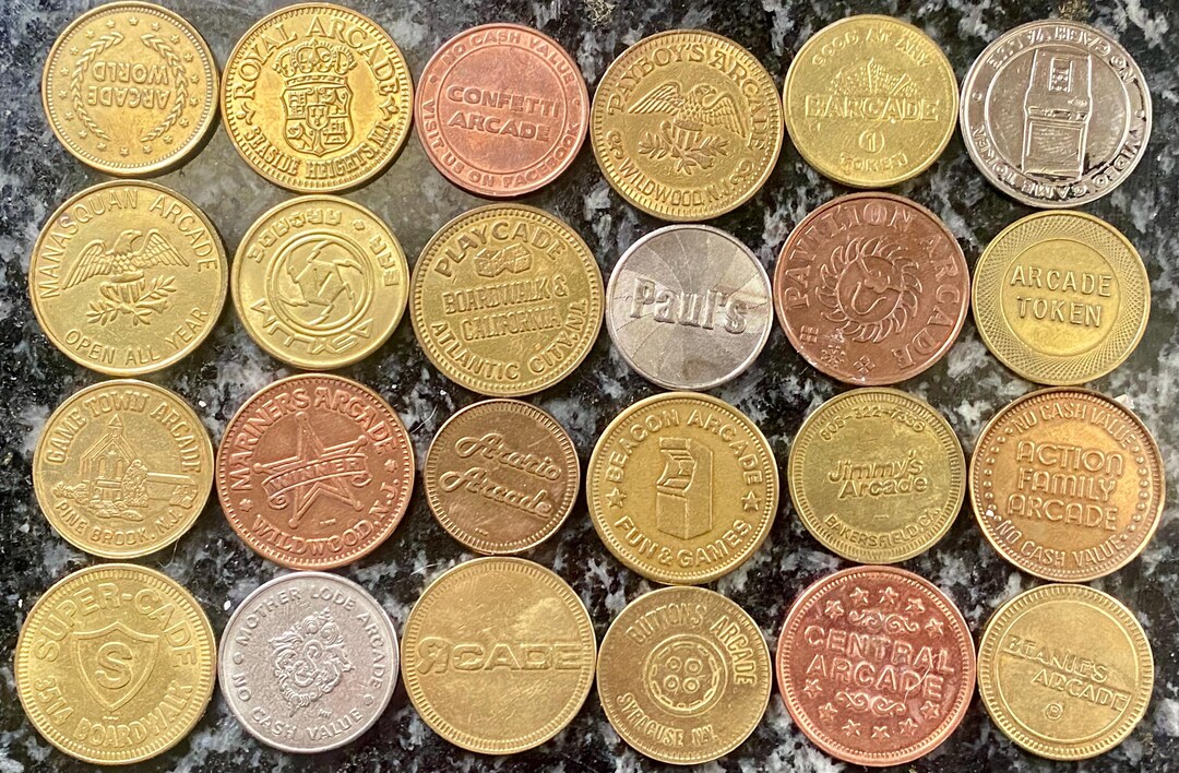 Collection Of*24 Classic Arcade Tokens of the 80’s-buttons Arcade ...
