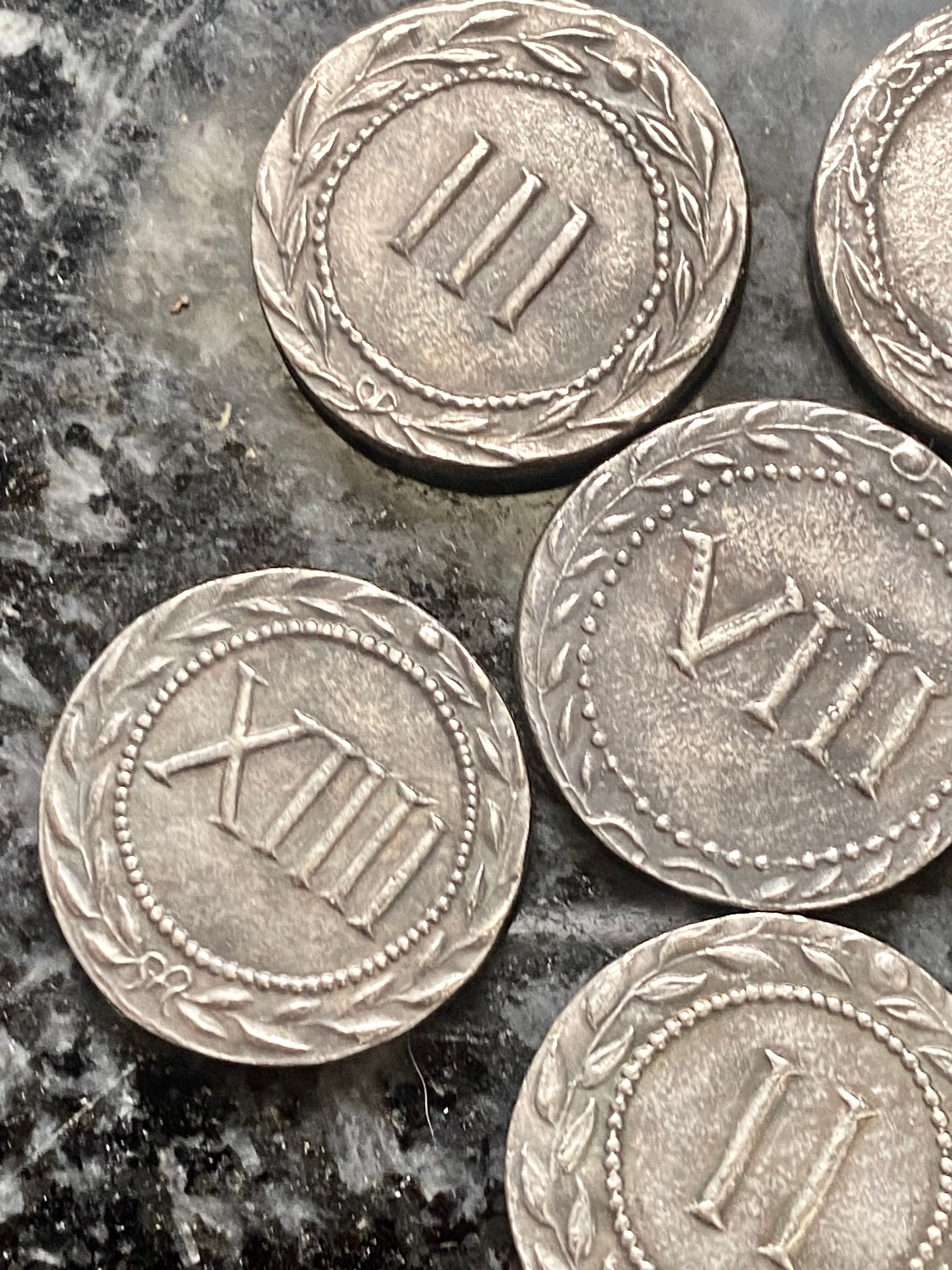 Lot of 6 Caligula Tokens Ancient Roman Empire Spintria Brothel Antique ...