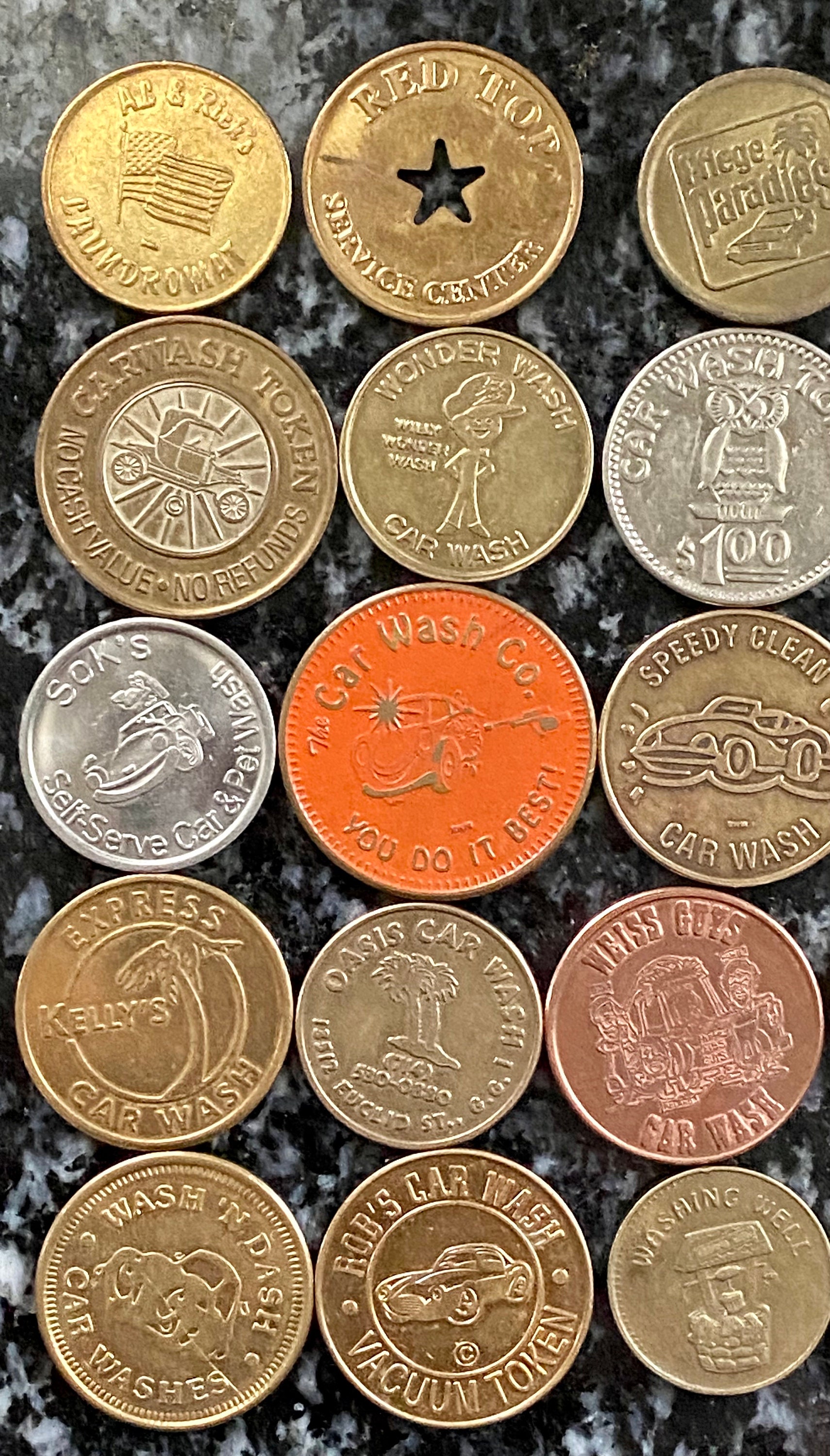 A Nice Collection of 25 Different Vintage Car Wash Tokens Exonumia Car ...