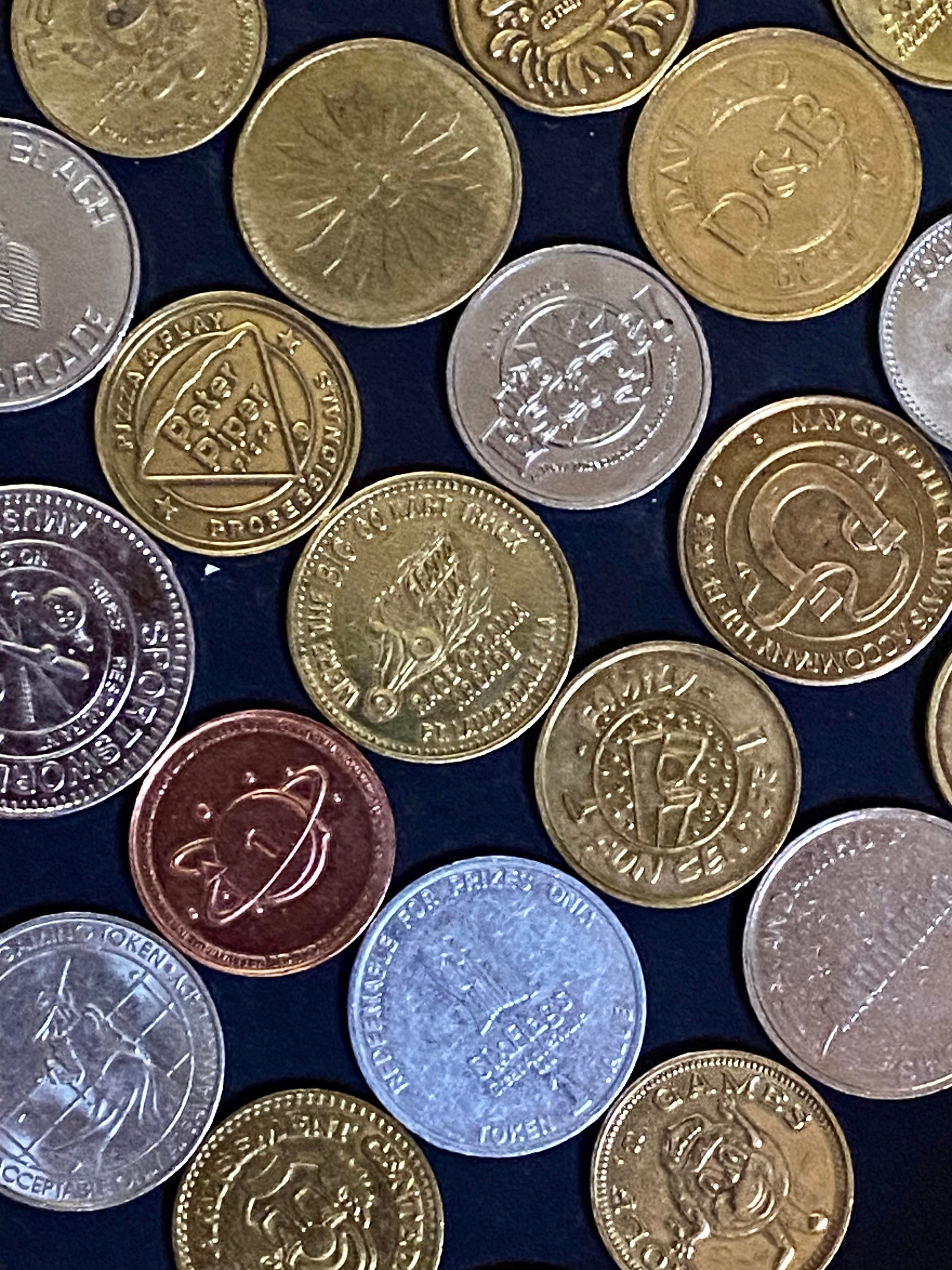 Collection of 102 Different Vintage Arcade Nostalgic Game Tokens From ...