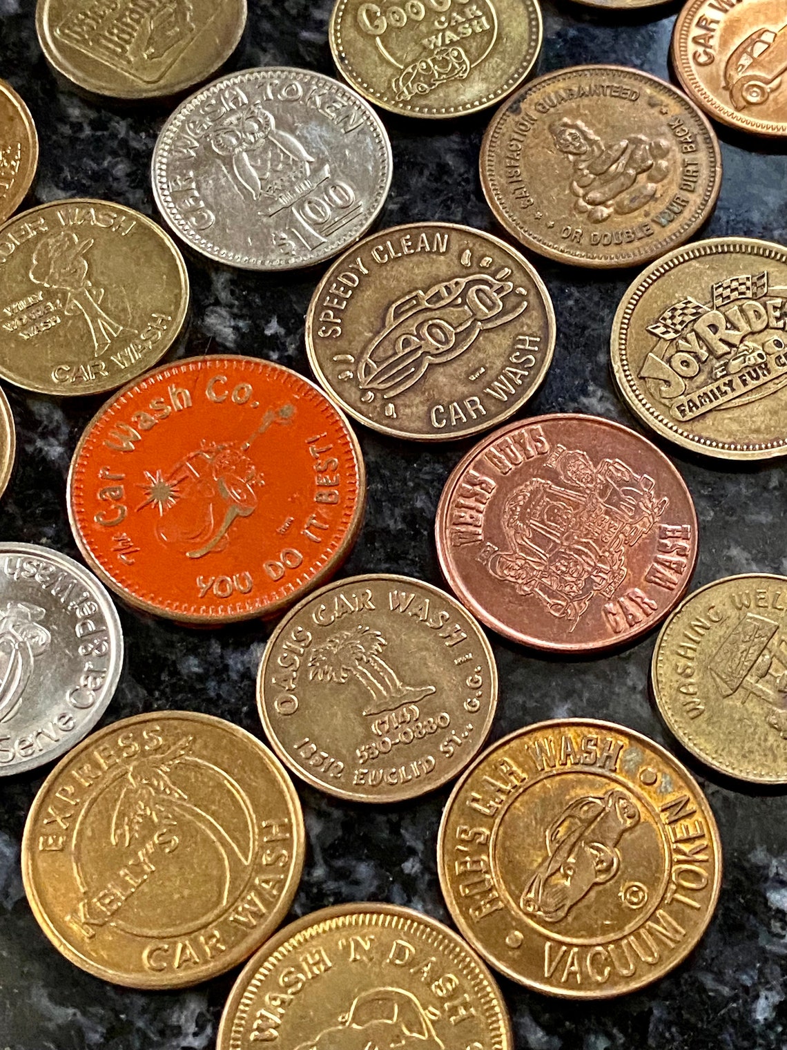 A Nice Collection of 25 Different Vintage Car Wash Tokens Exonumia Car ...