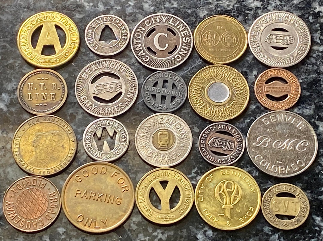Collection of 20 Vintage Transportation Tokens Vintage - Etsy